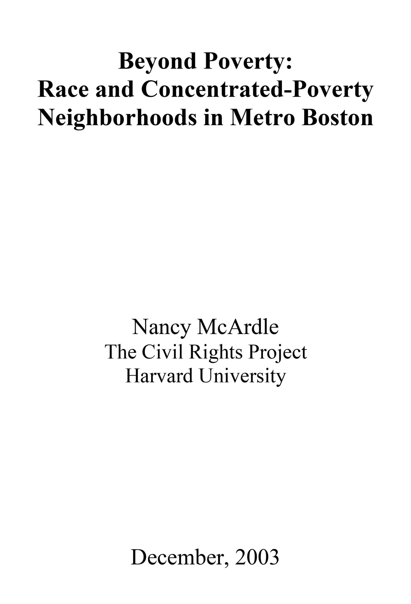 Beyond Poverty: Race and Concentrated-Poverty Neighborhoods in Metro ...
