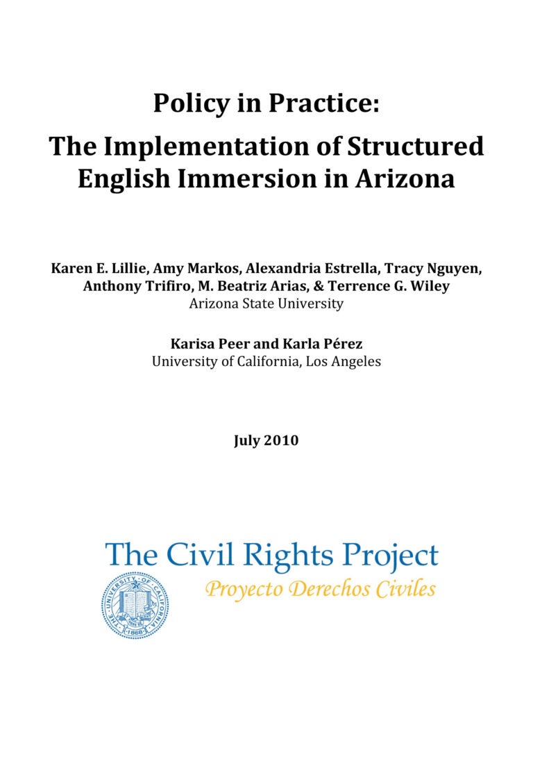Policy in Practice: The Implementation of Structured English Immersion ...