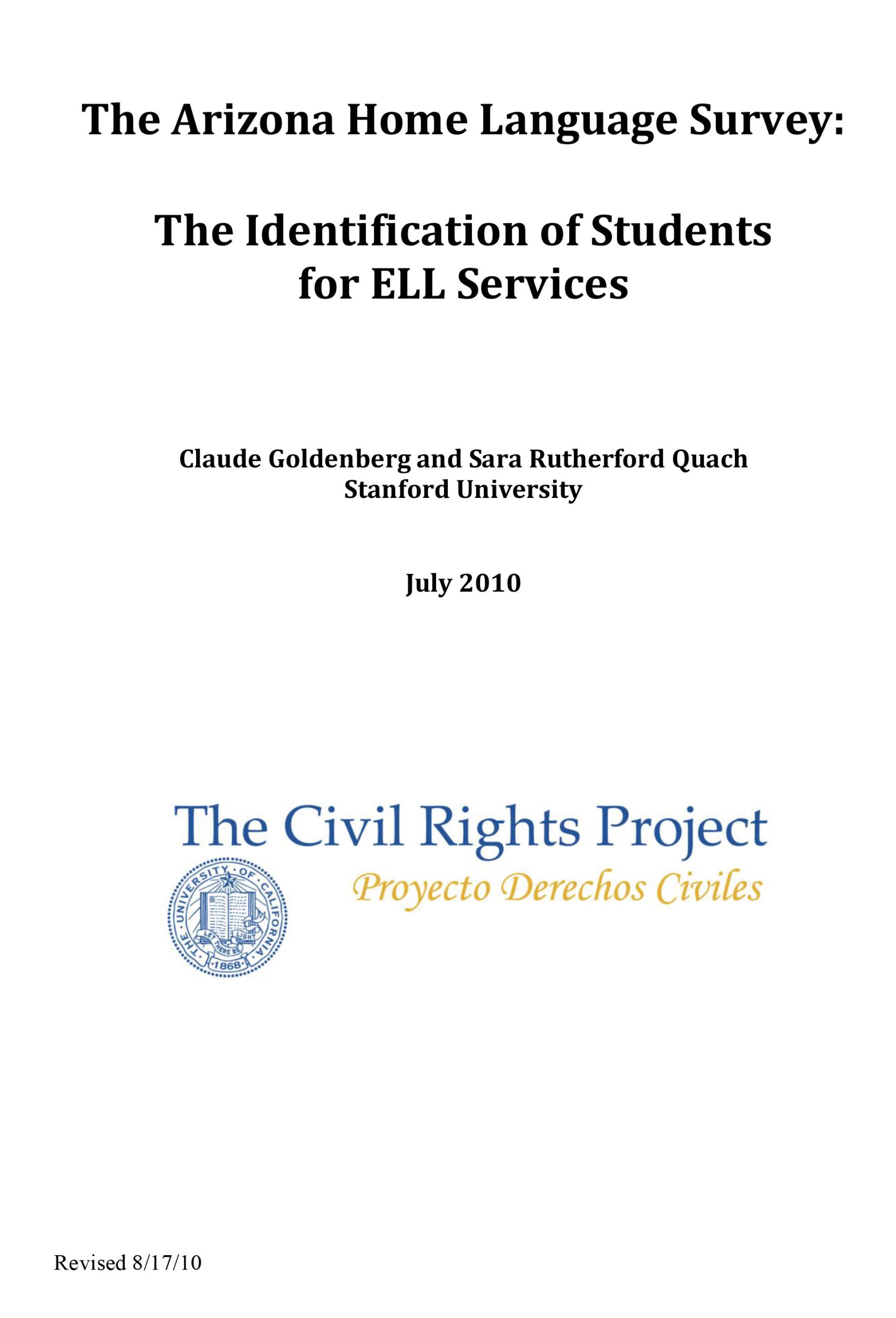 The Arizona Home Language Survey and the Identification of Students for ...